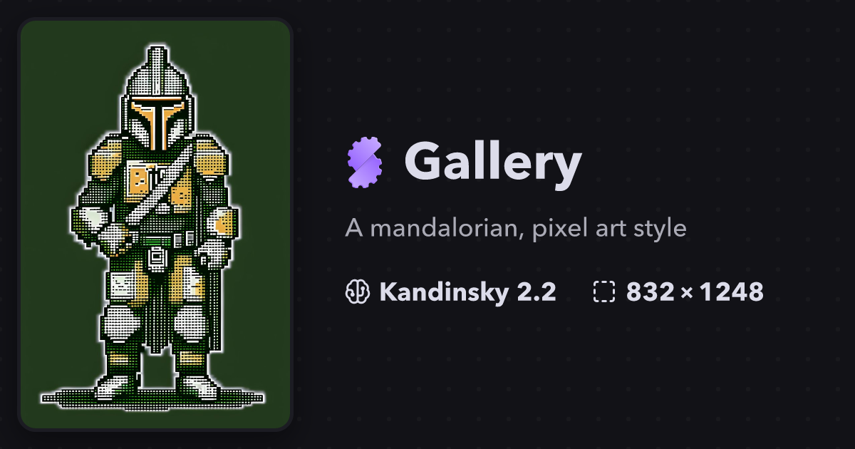"A mandalorian, pixel art style" | Gallery | Stablecog
