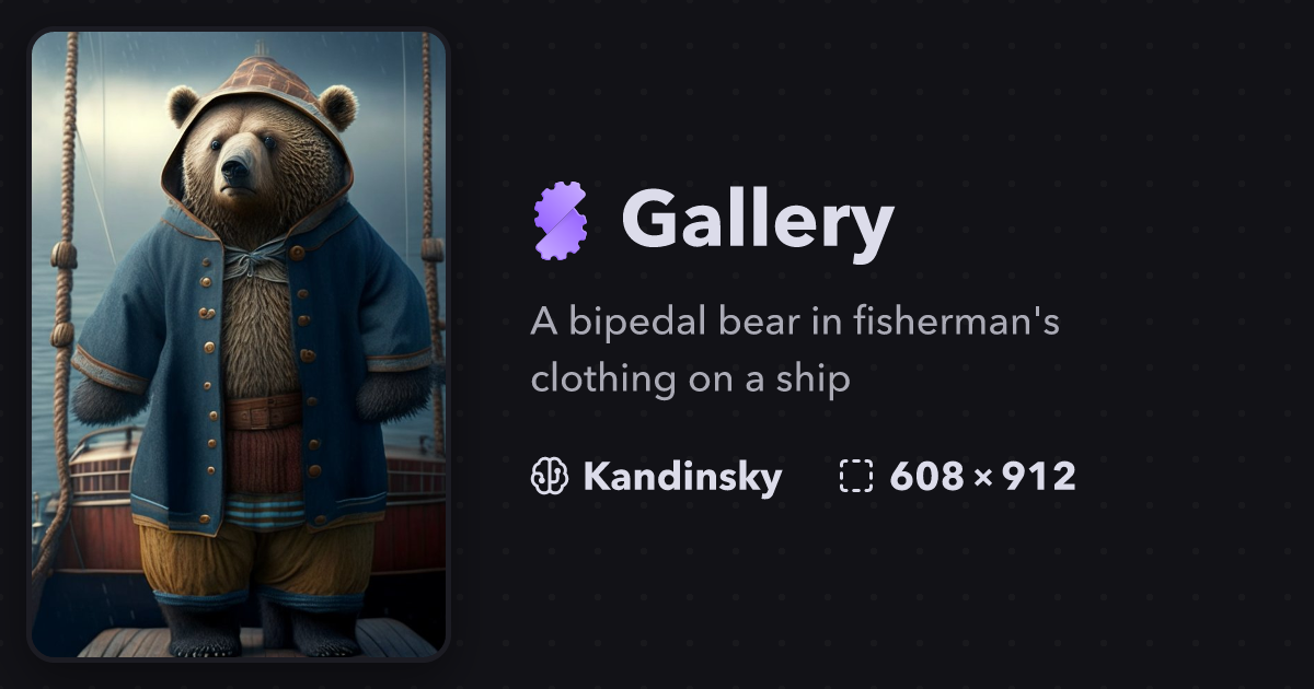 "A bipedal bear in fisherman's clothin..." | Gallery | Stablecog