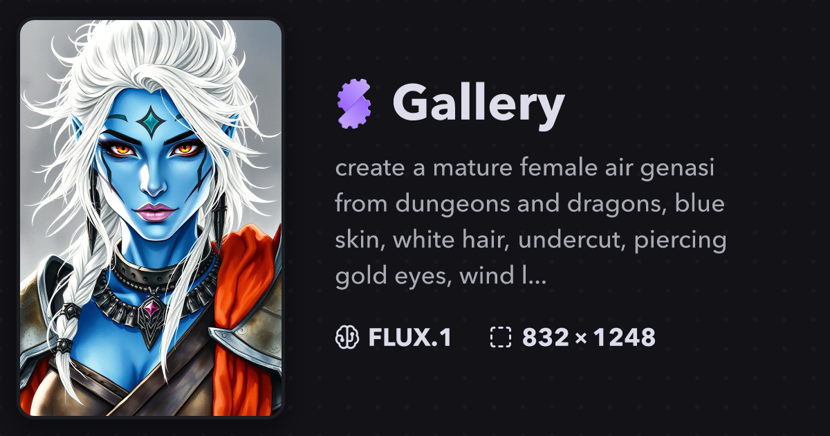 "create a mature female air genasi fro..." | Gallery | Stablecog