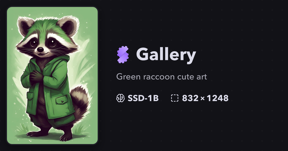 "Green raccoon cute art" | Gallery | Stablecog