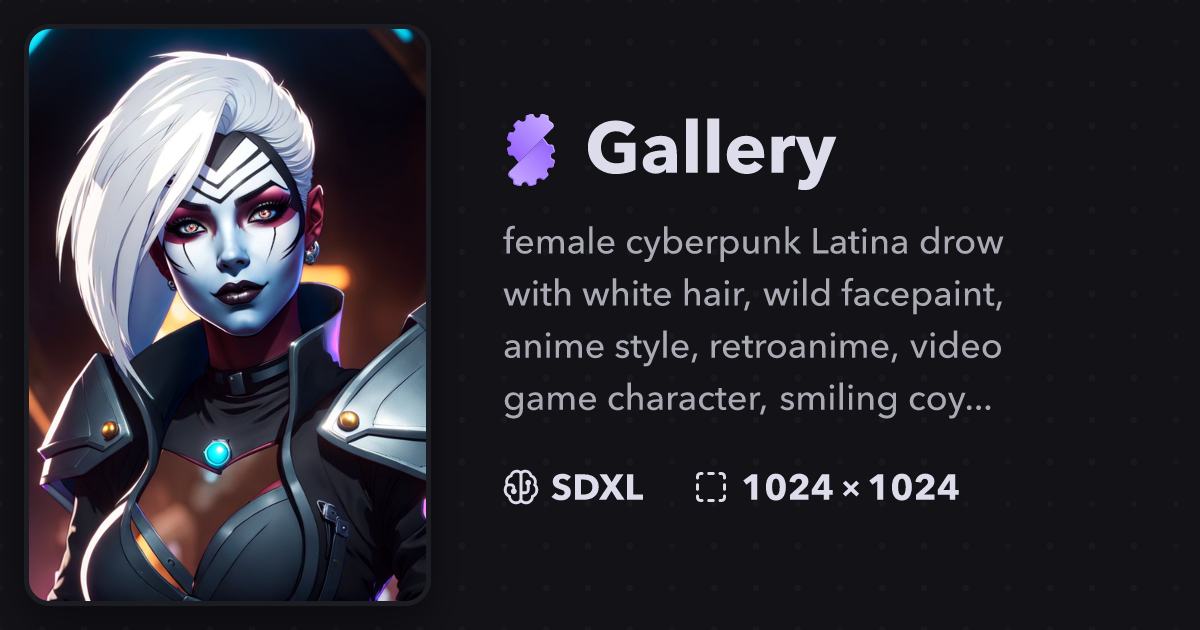 "female cyberpunk Latina drow with white ..." | Gallery | Stablecog