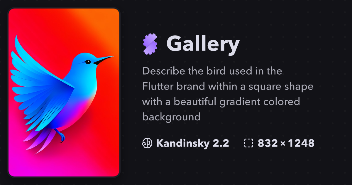 "Describe the bird used in the Flutter br..." | Gallery | Stablecog