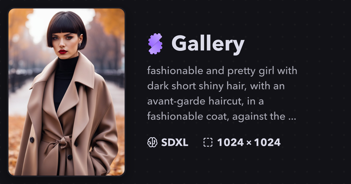 "fashionable and pretty girl with dark sh..." | Gallery | Stablecog