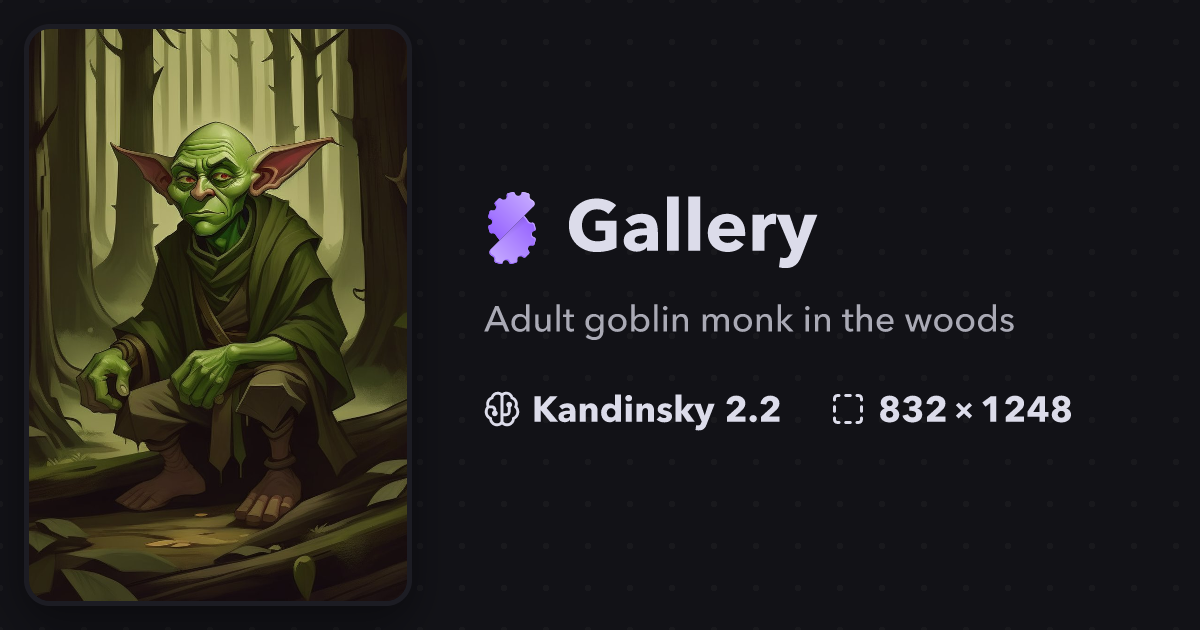 "Adult goblin monk in the woods" | Gallery | Stablecog