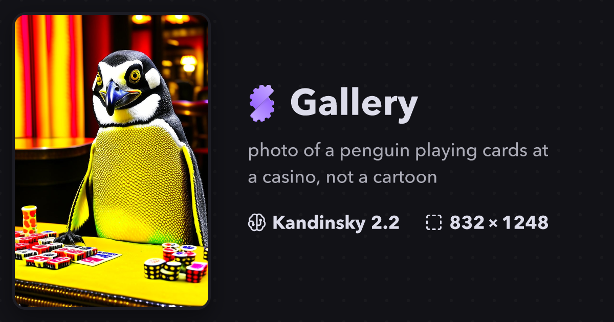 "photo of a penguin playing cards at a..." | Gallery | Stablecog