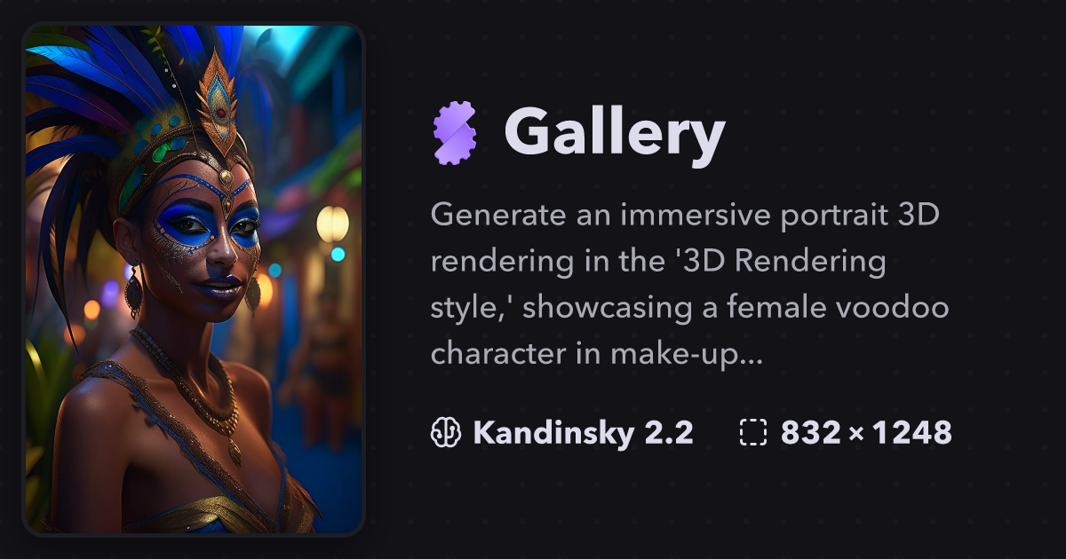 "Generate an immersive portrait 3D render..." | Gallery | Stablecog