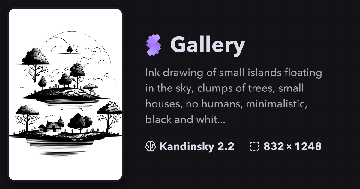 "Ink drawing of small islands floating..." | Gallery | Stablecog
