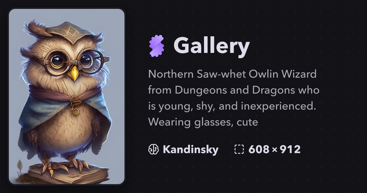 "Northern Saw-whet Owlin Wizard from D..." | Gallery | Stablecog