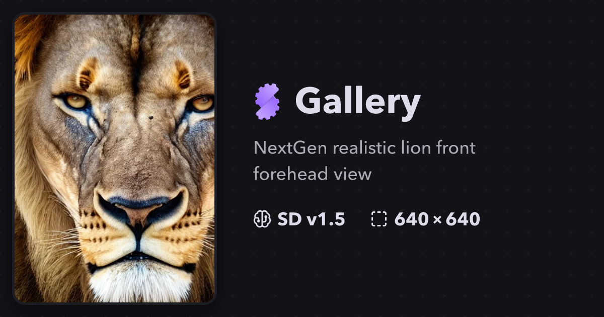 "NextGen realistic lion front forehead..." | Gallery | Stablecog