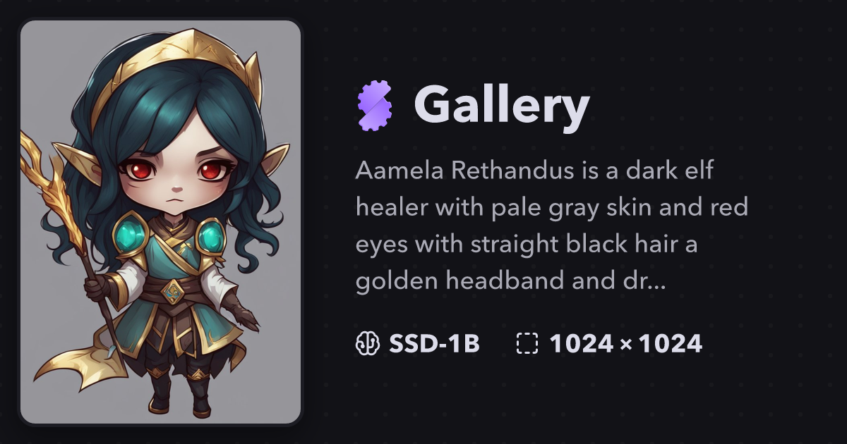 "Aamela Rethandus is a dark elf healer..." | Gallery | Stablecog