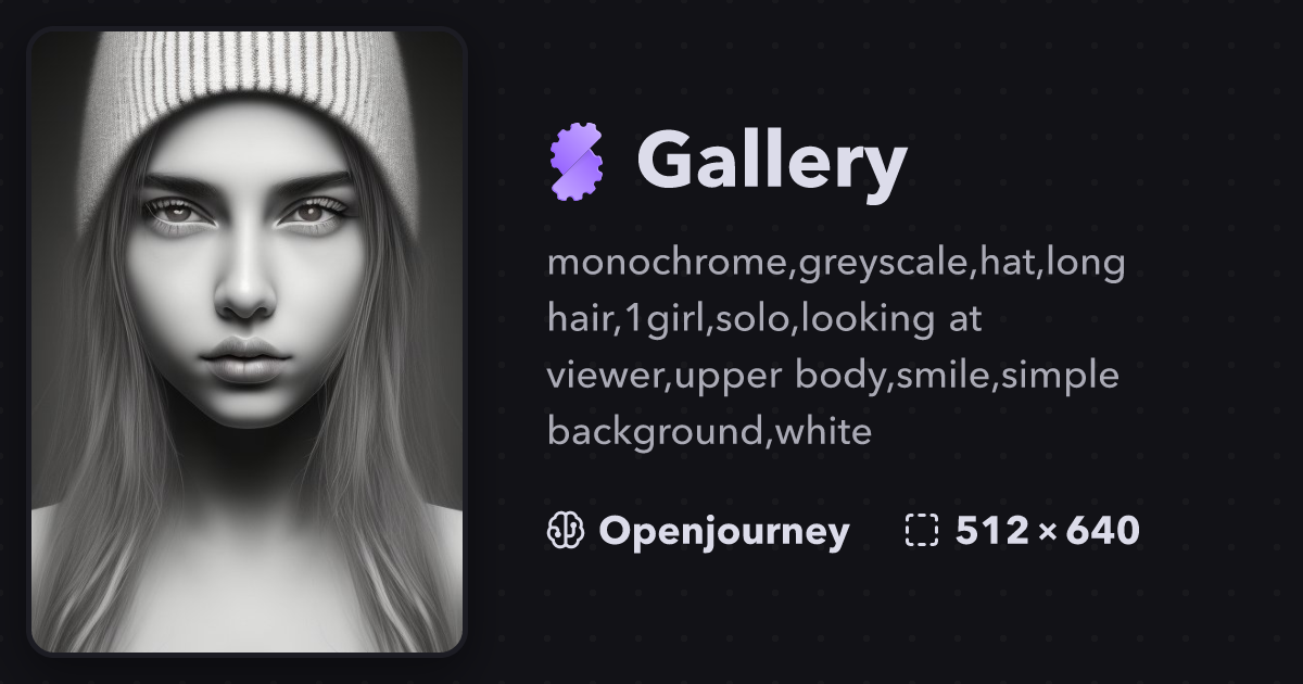 "monochrome,greyscale,hat,long hair,1g..." | Gallery | Stablecog