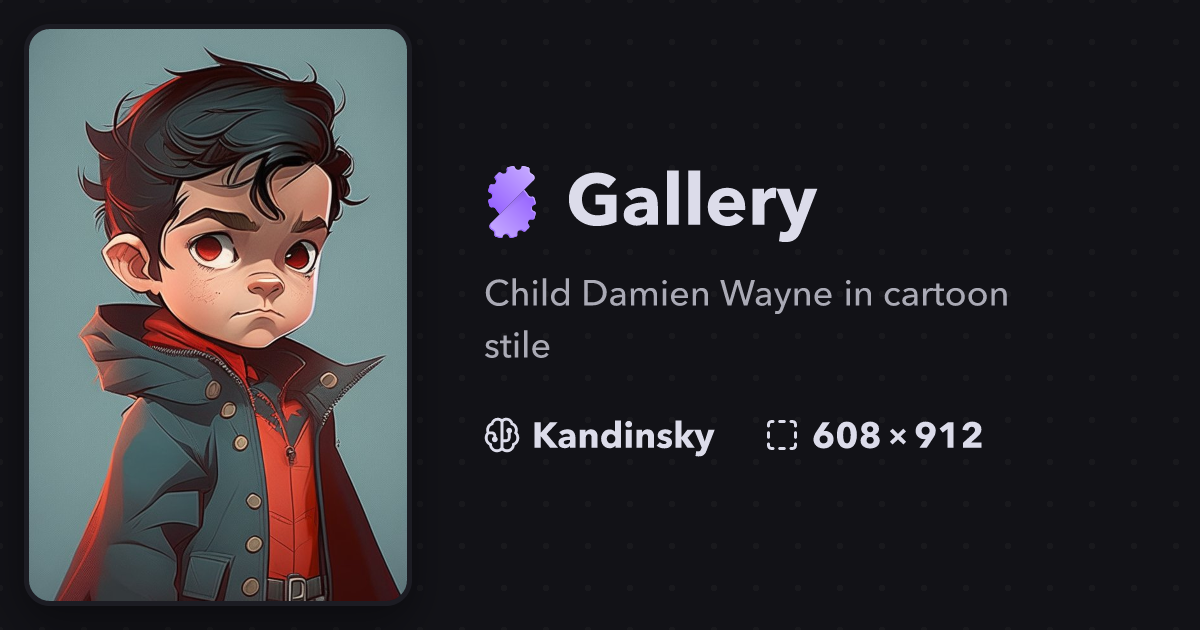"Child Damien Wayne in cartoon stile" | Gallery | Stablecog