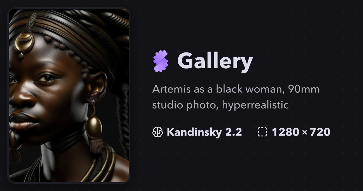 "Artemis as a black woman, 90mm studio..." | Gallery | Stablecog