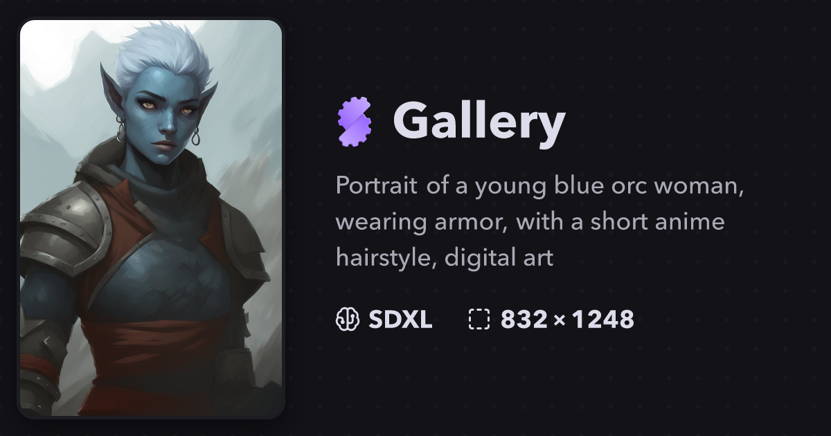 "Portrait of a young blue orc woman, w..." | Gallery | Stablecog