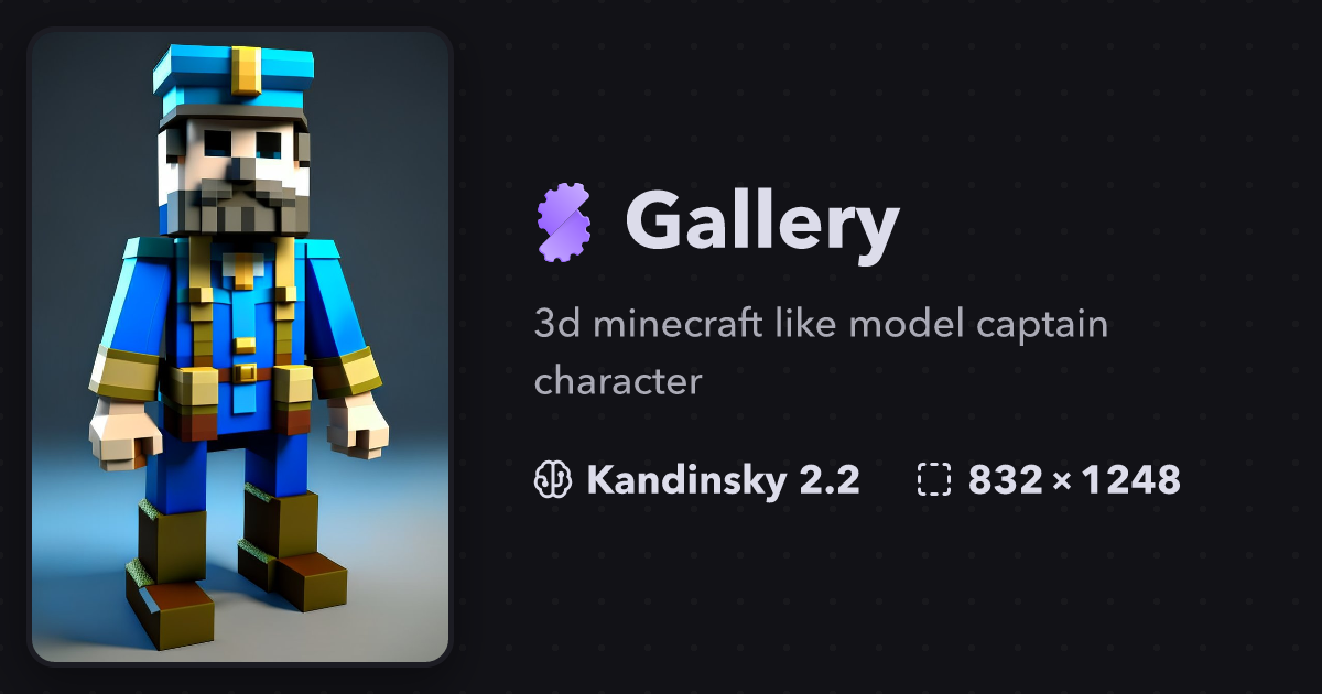 "3d minecraft like model captain characte..." | Gallery | Stablecog