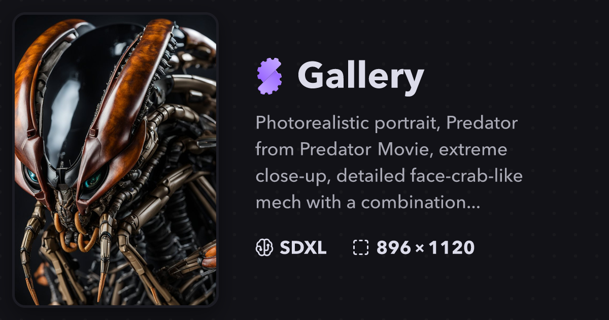 "Photorealistic portrait, Predator fro..." | Gallery | Stablecog