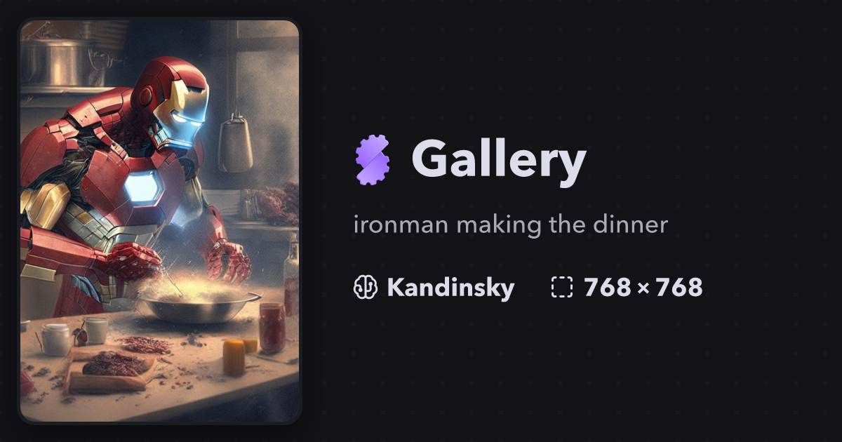 "ironman making the dinner" | Gallery | Stablecog