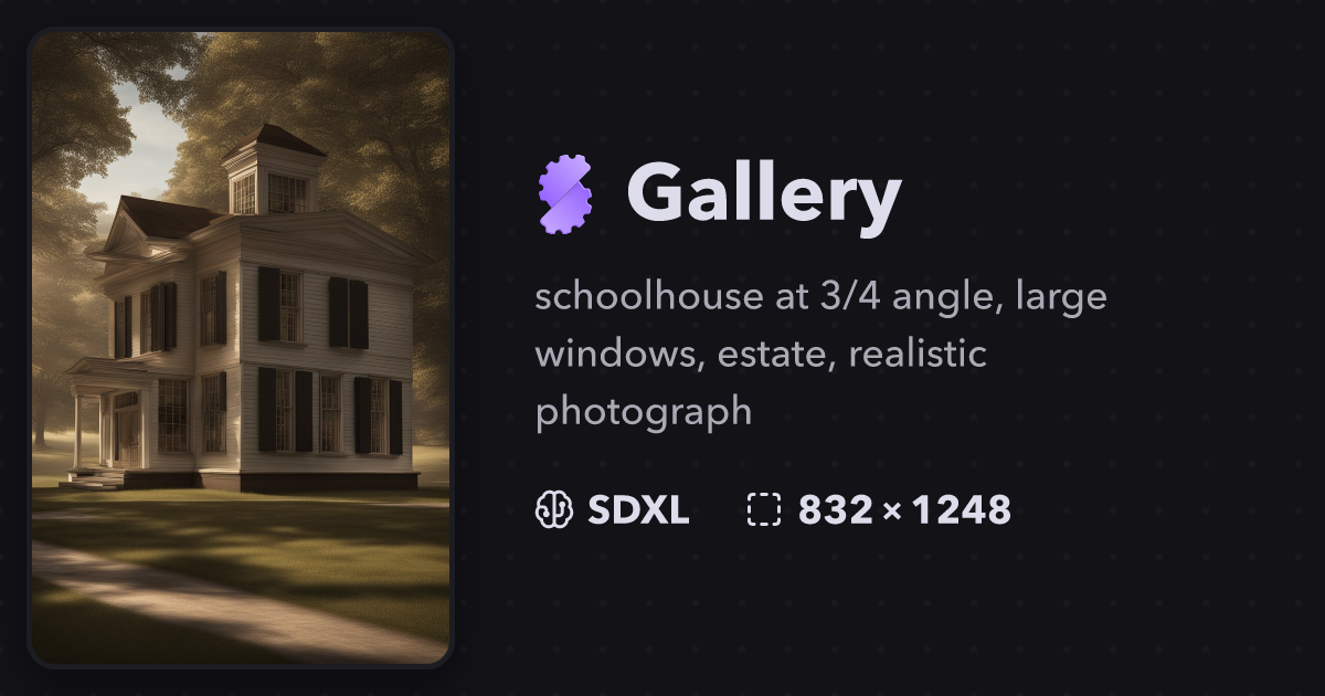 "schoolhouse at 3/4 angle, large windo..." | Gallery | Stablecog