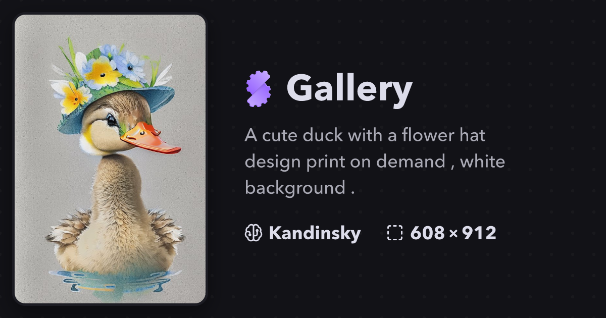 "A cute duck with a flower hat design ..." | Gallery | Stablecog