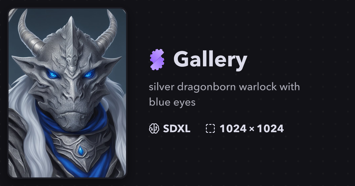 "silver dragonborn warlock with blue eyes" | Gallery | Stablecog