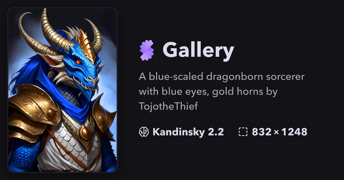 "A blue-scaled dragonborn sorcerer wit..." | Gallery | Stablecog