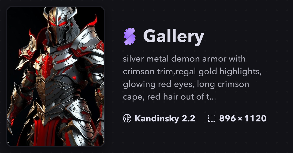 "silver metal demon armor with crimson..." | Gallery | Stablecog