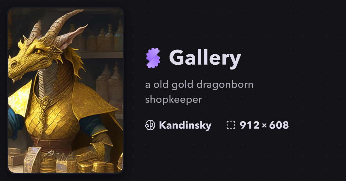 "a old gold dragonborn shopkeeper" | Gallery | Stablecog
