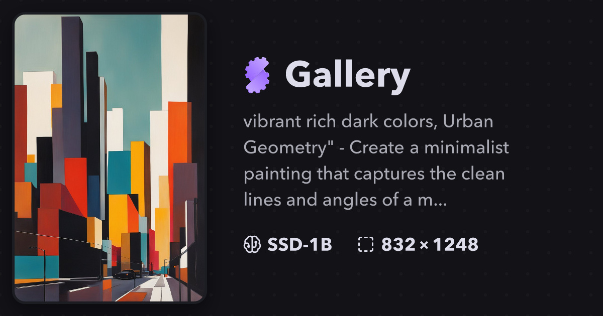 "vibrant rich dark colors, Urban Geometry..." | Gallery | Stablecog