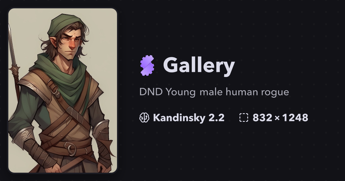 "DND Young male human rogue" | Gallery | Stablecog