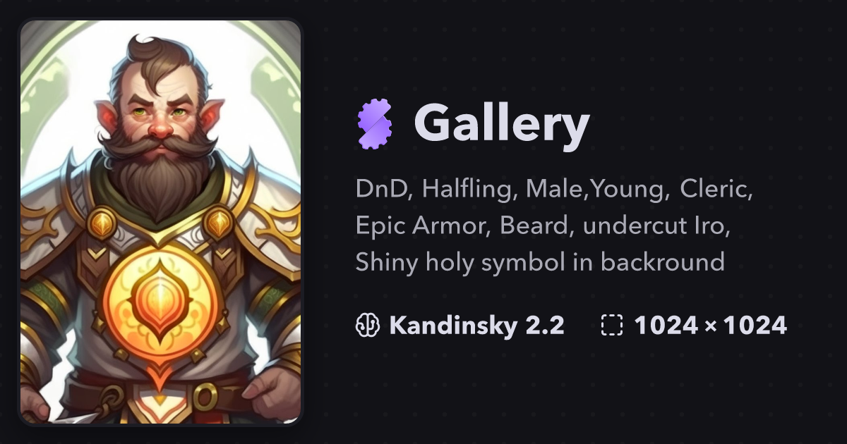 "DnD, Halfling, Male,Young, Cleric, Ep..." | Gallery | Stablecog