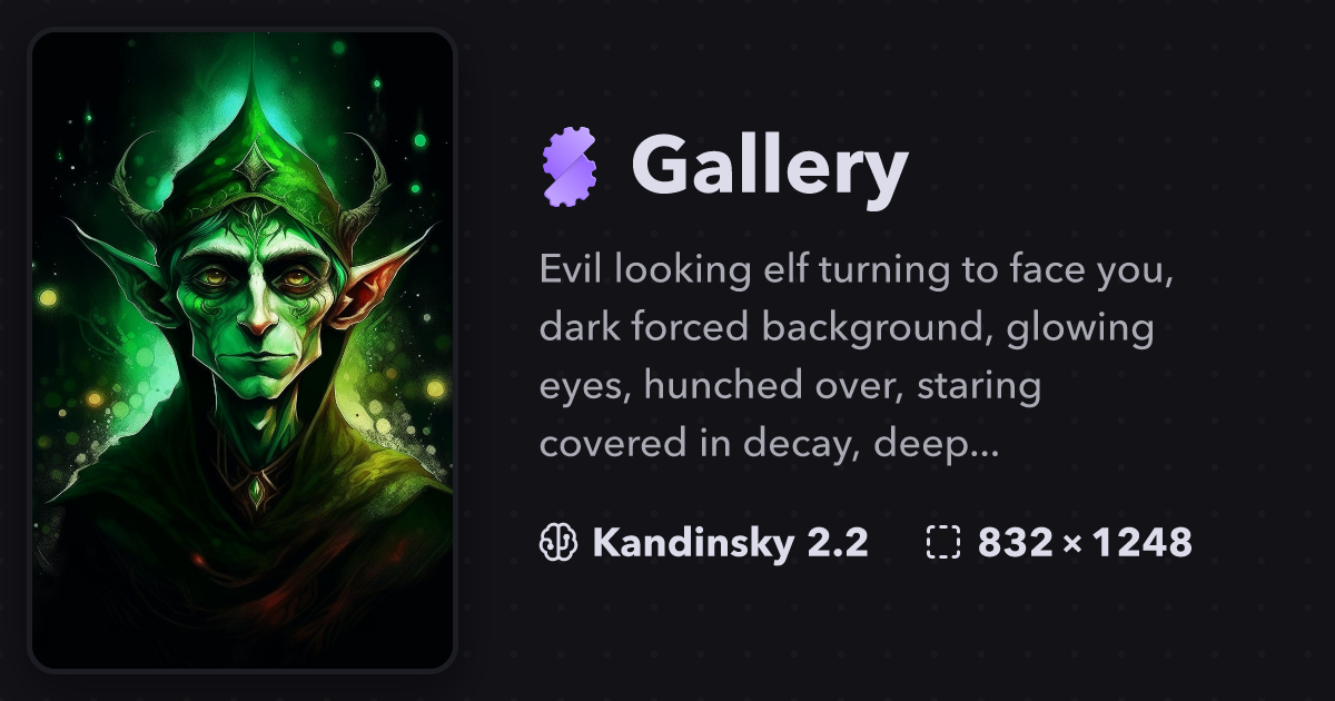 "Evil looking elf turning to face you,..." | Gallery | Stablecog