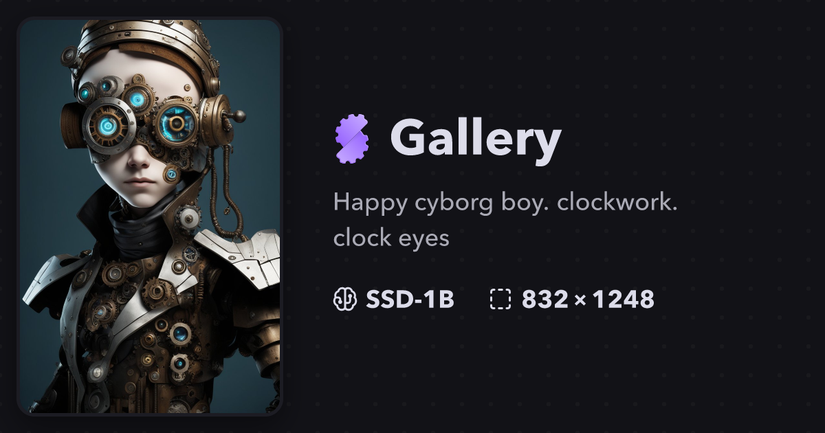 "Happy cyborg boy. clockwork. clock eyes" | Gallery | Stablecog