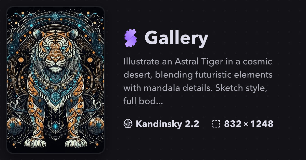 "Illustrate an Astral Tiger in a cosmi..." | Gallery | Stablecog