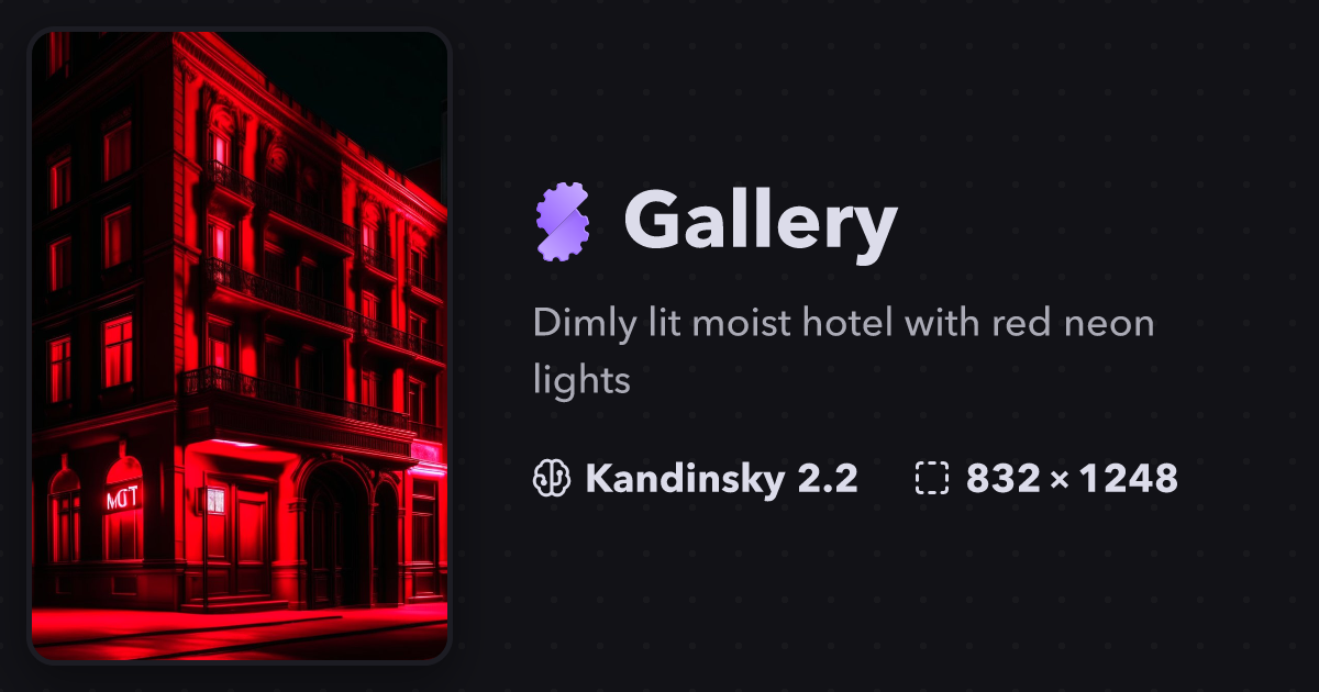 Dimly lit moist hotel with red neon lights | Gallery