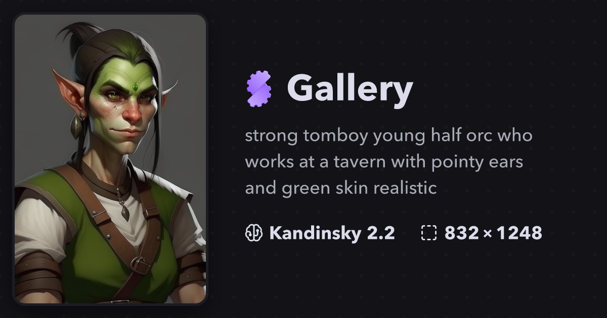 "strong tomboy young half orc who work..." | Gallery | Stablecog