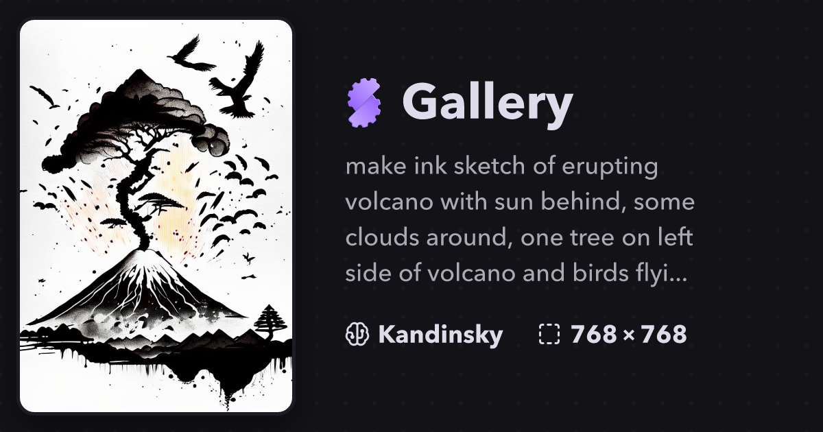 "make ink sketch of erupting volcano w..." | Gallery | Stablecog