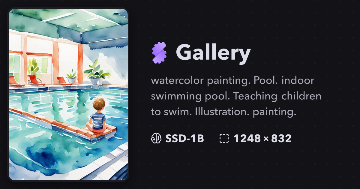 "watercolor painting. Pool. indoor swi..." | Gallery | Stablecog