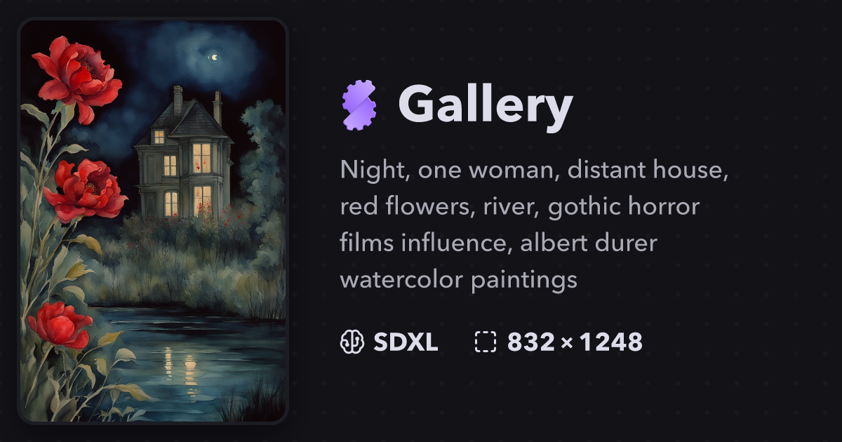 "Night, one woman, distant house, red ..." | Gallery | Stablecog