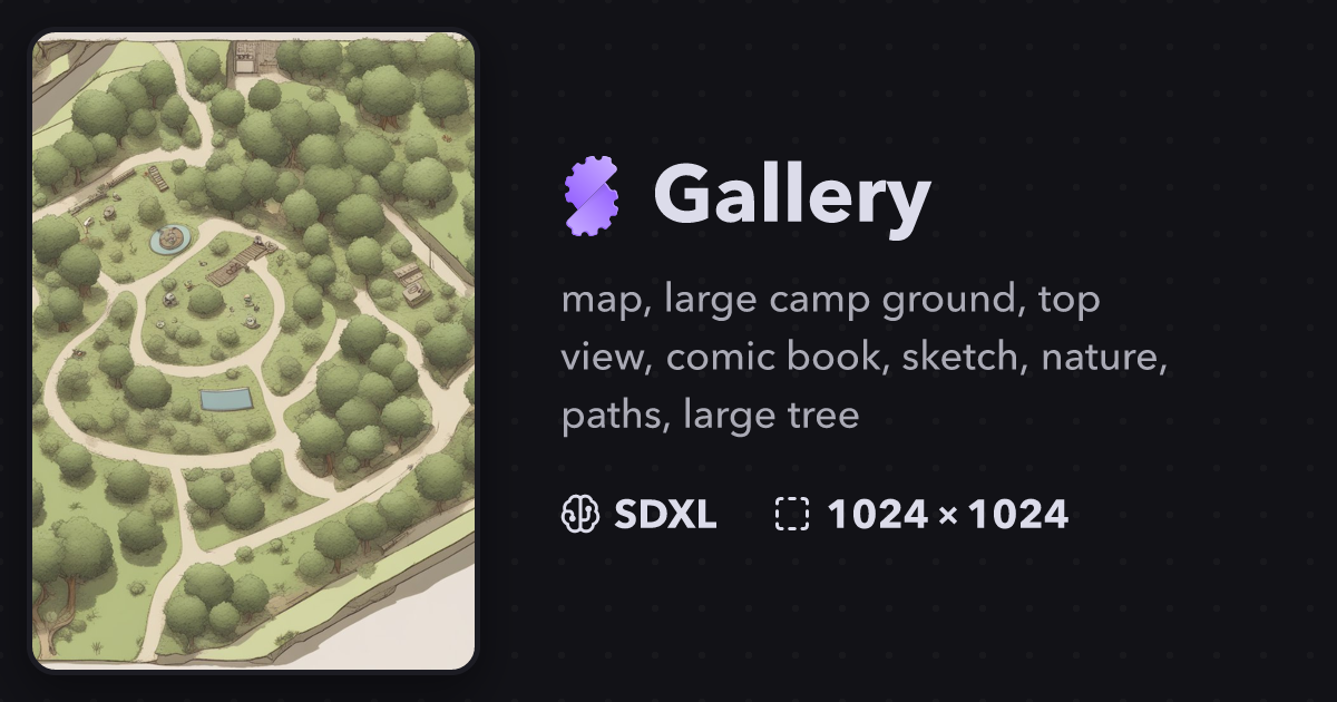 Map, large camp ground, top view, comic book, sket... | Gallery