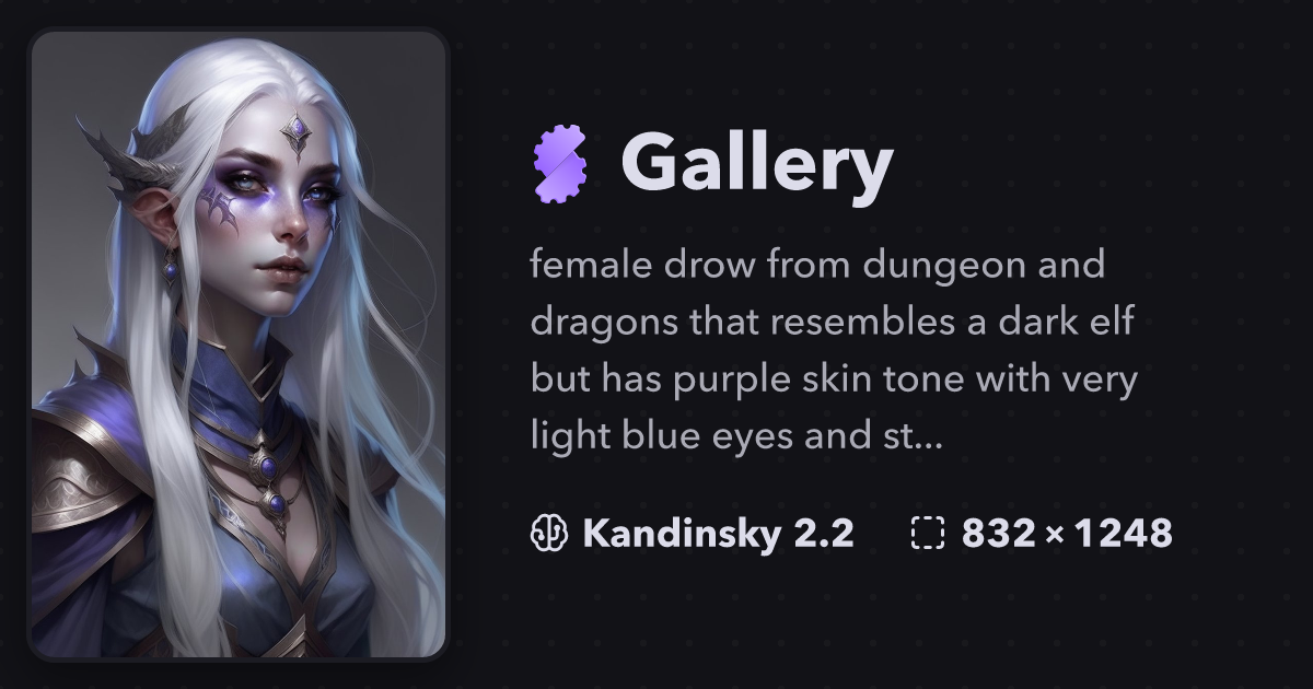 "female drow from dungeon and dragons ..." | Gallery | Stablecog