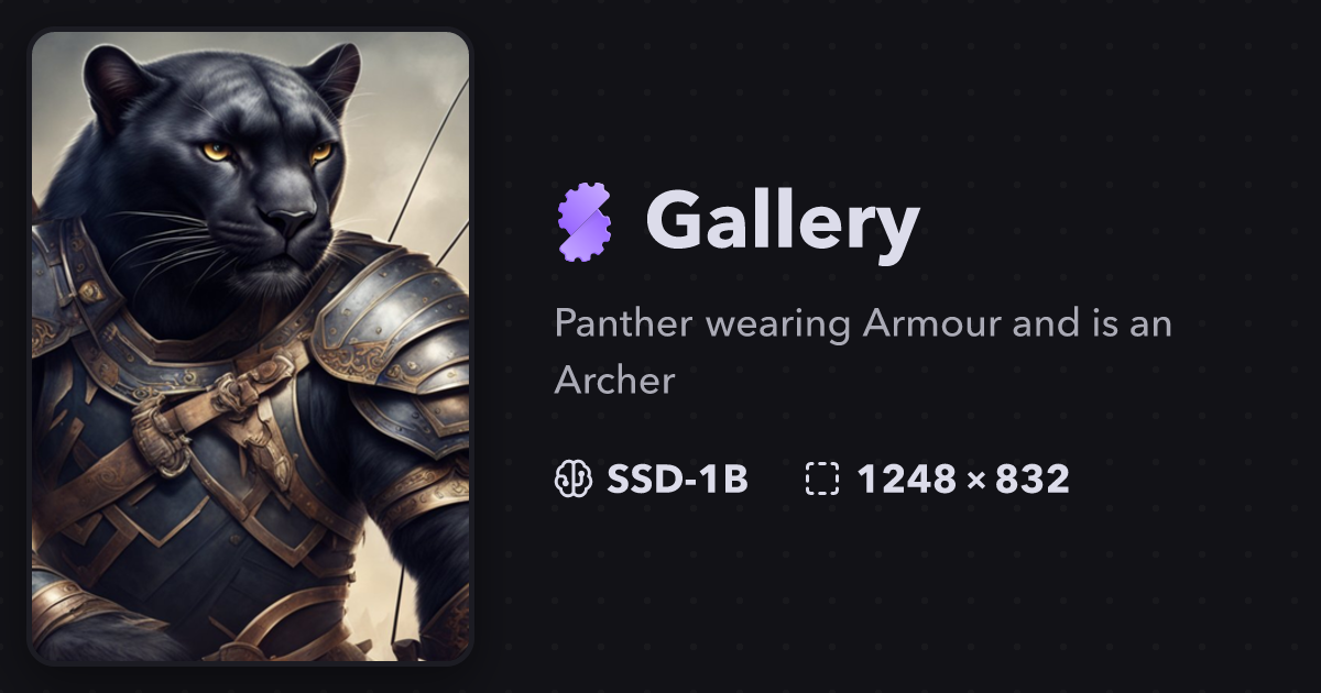 "Panther wearing Armour and is an Archer" | Gallery | Stablecog