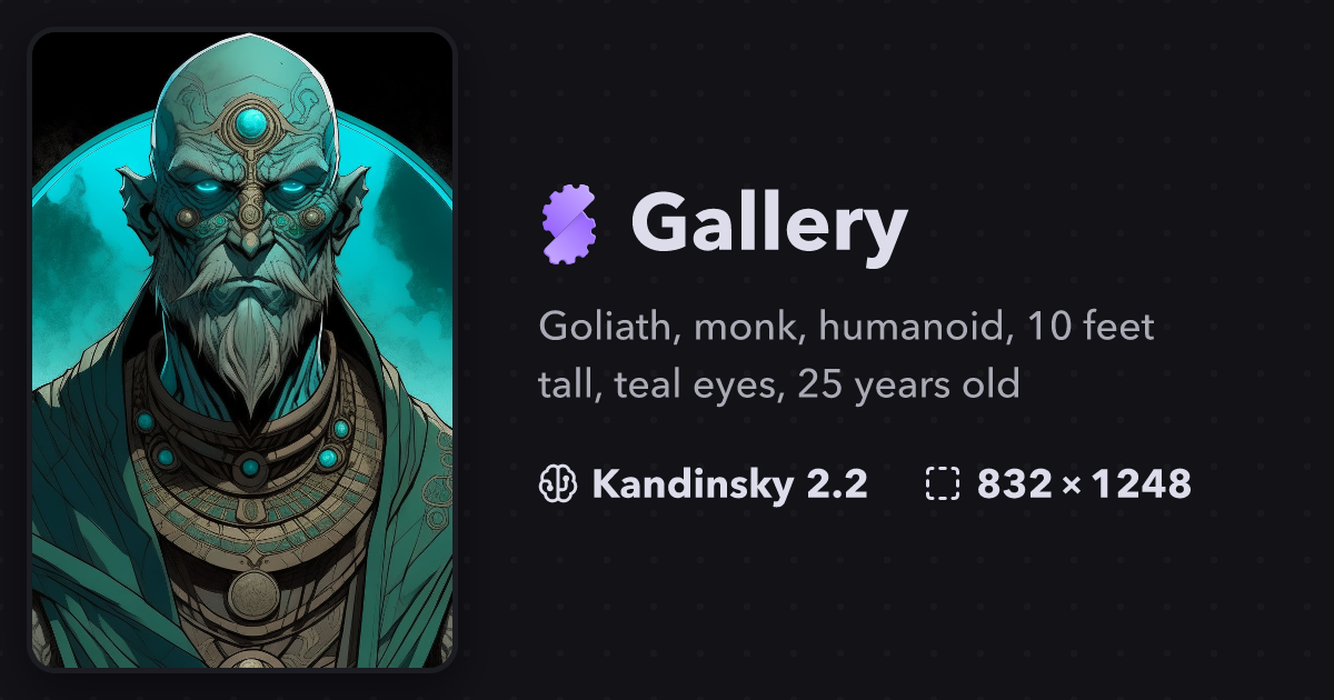 "Goliath, monk, humanoid, 10 feet tall..." | Gallery | Stablecog