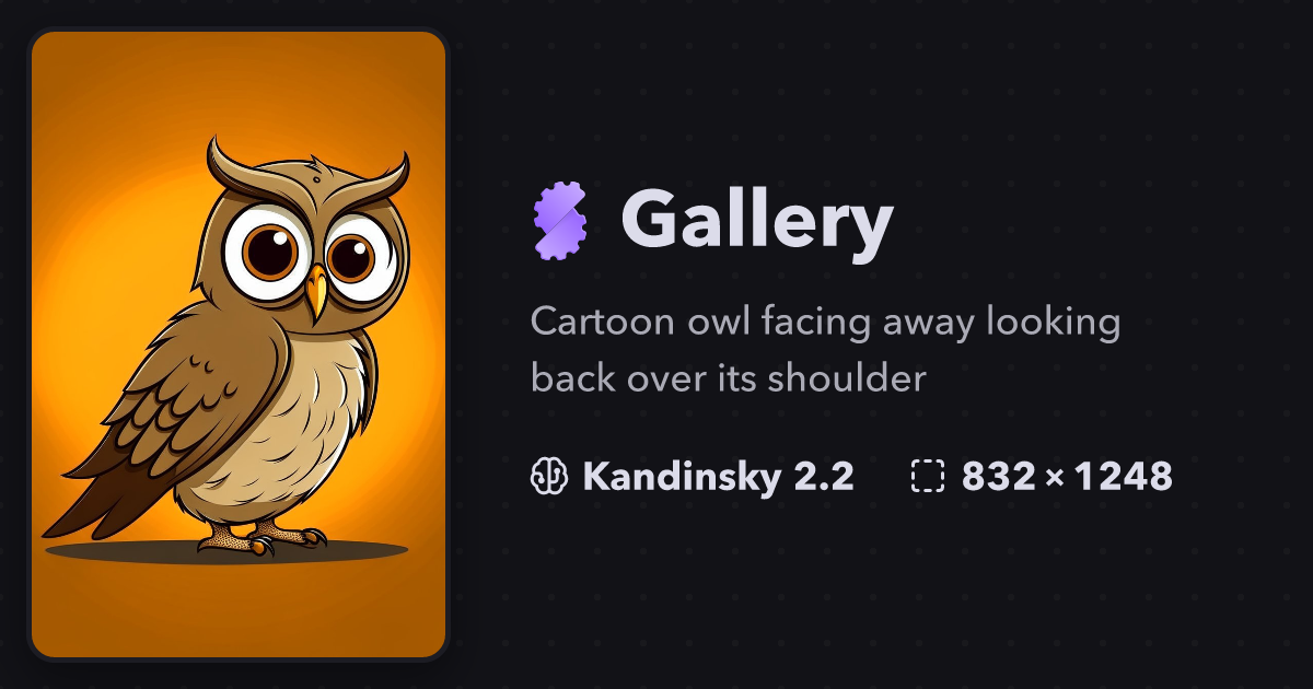 "Cartoon owl facing away looking back ..." | Gallery | Stablecog