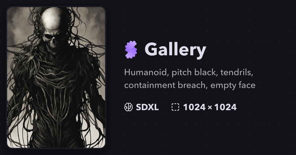 "Humanoid, pitch black, tendrils, cont..." | Gallery | Stablecog