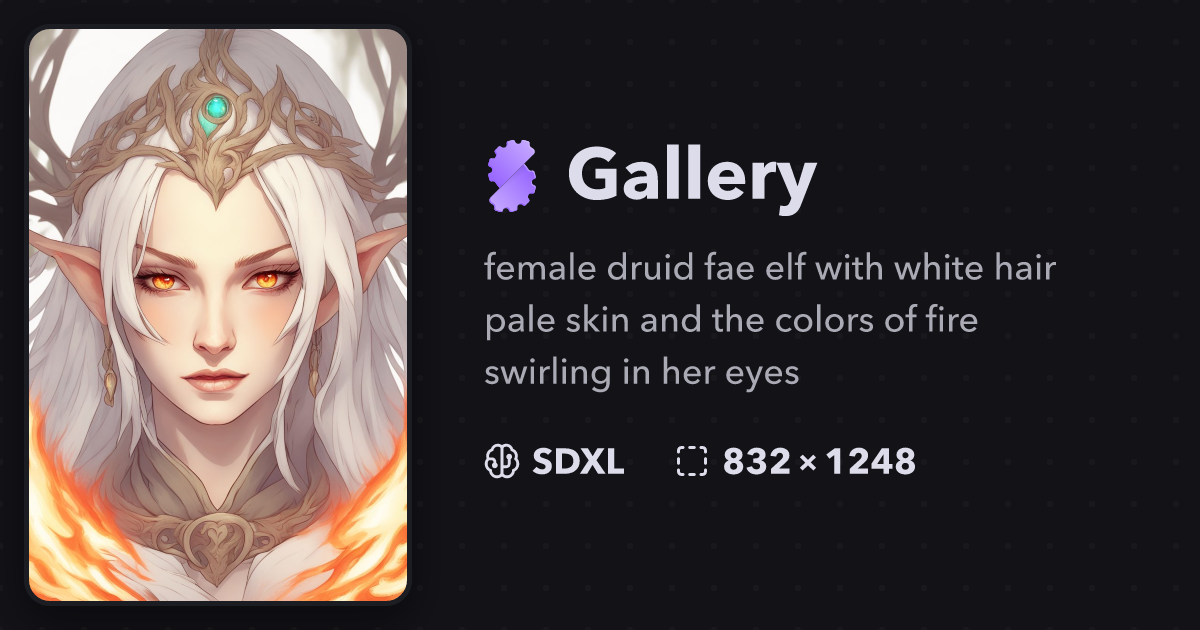 "female druid fae elf with white hair ..." | Gallery | Stablecog