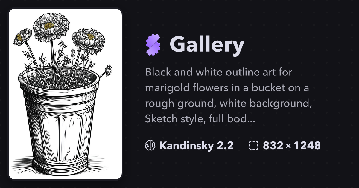 "Black and white outline art for marig..." | Gallery | Stablecog