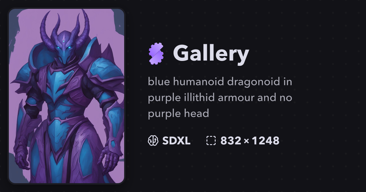 "blue humanoid dragonoid in purple ill..." | Gallery | Stablecog