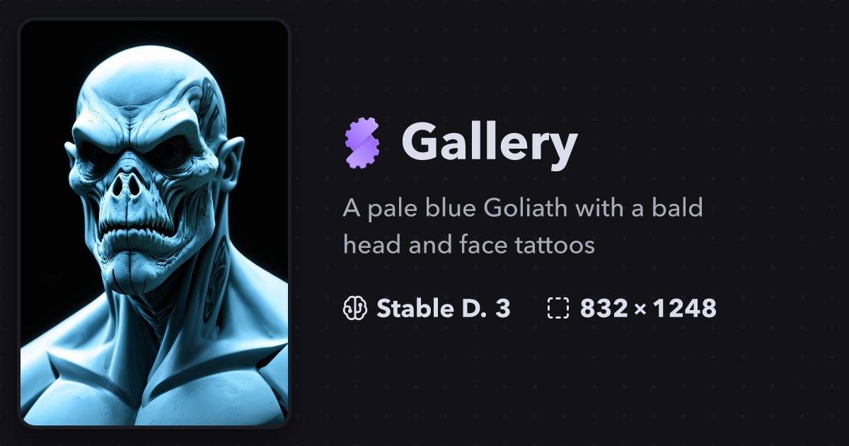 "A pale blue Goliath with a bald head ..." | Gallery | Stablecog