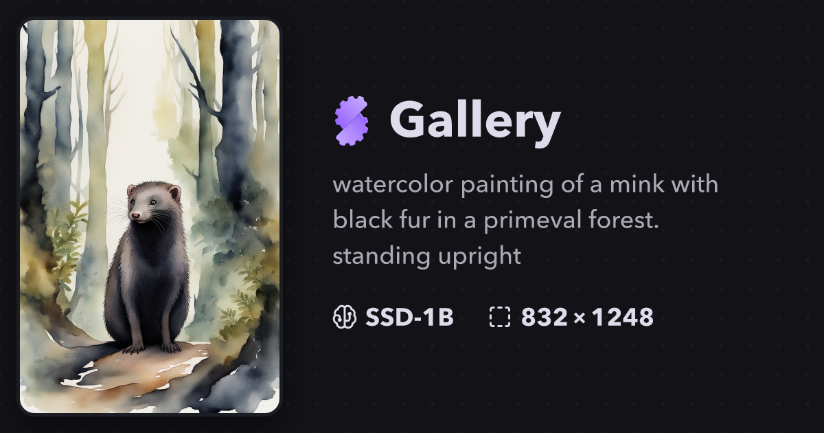 "watercolor painting of a mink with bl..." | Gallery | Stablecog