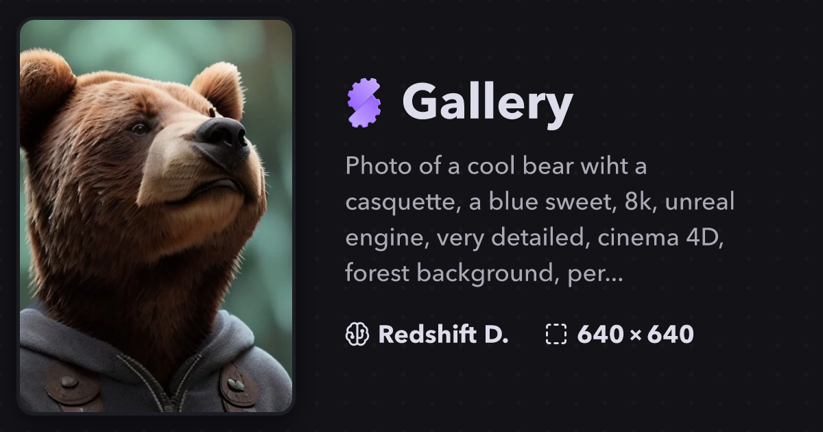 "Photo of a cool bear wiht a casquette..." | Gallery | Stablecog
